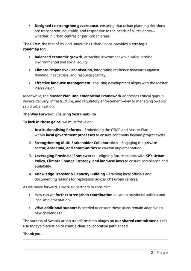 Swabi Master Plan & City Strategic Management Plan | PDF