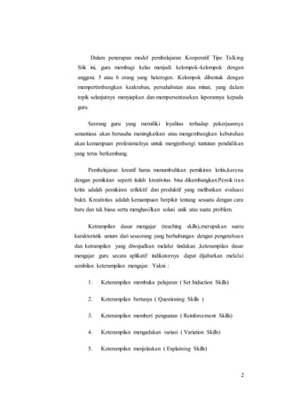 Model Pembelajaran Talking stick | DOCX