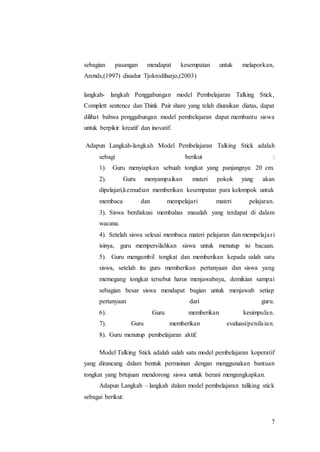 Model Pembelajaran Talking stick | DOCX