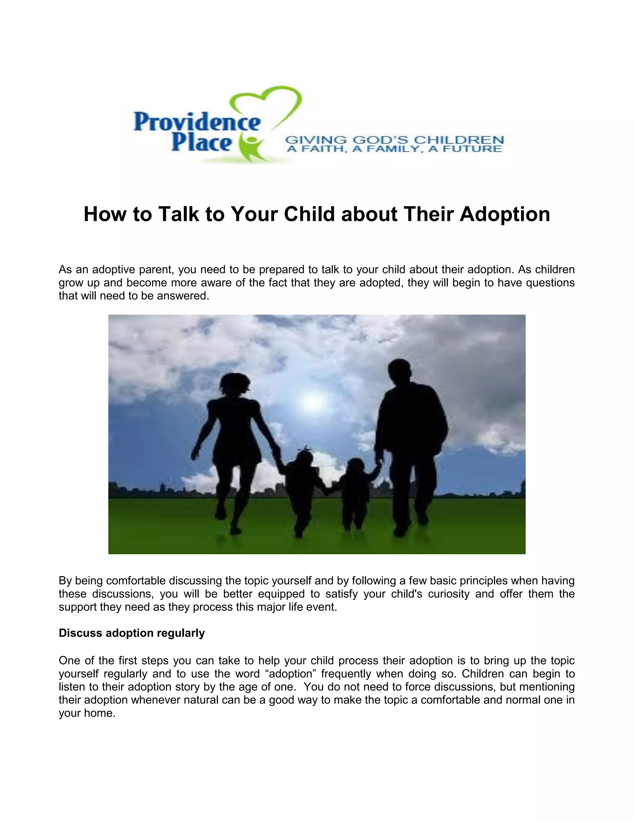 Talking to children about their adoption | PDF