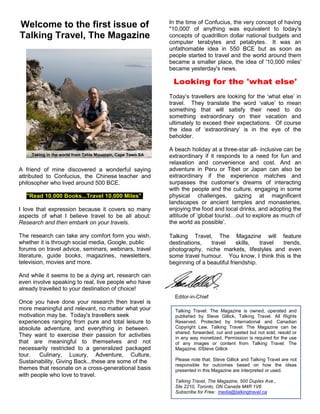 Talking Travel: The Magazine Vol 1 | PDF