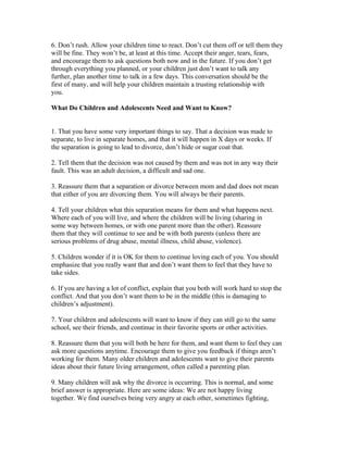Talking With Your Children About Separation And Divorce Doc