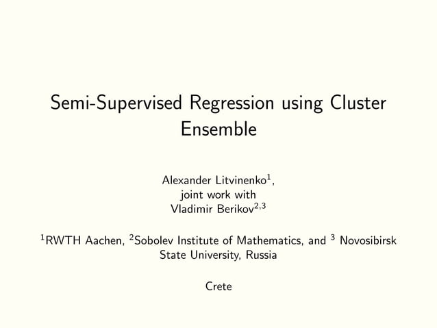 Semi-Supervised Regression using Cluster Ensemble | PPT