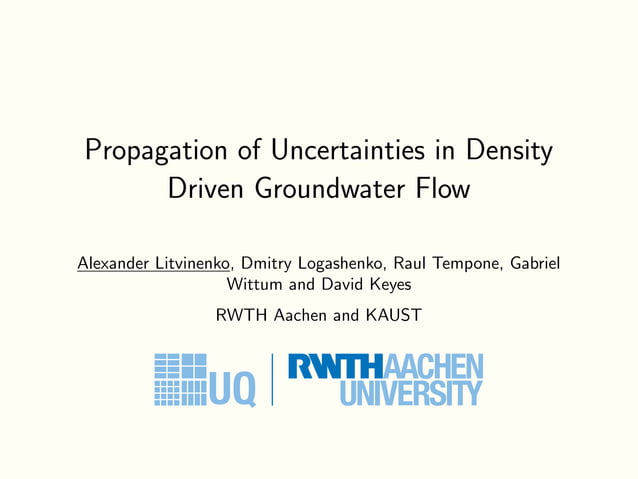 Propagation of Uncertainties in Density Driven Groundwater Flow | PPT
