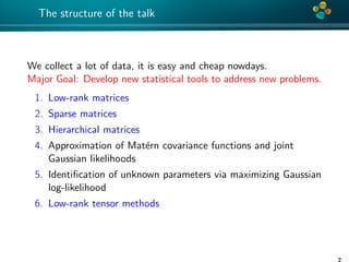 Overview of sparse and low-rank matrix / tensor techniques | PDF