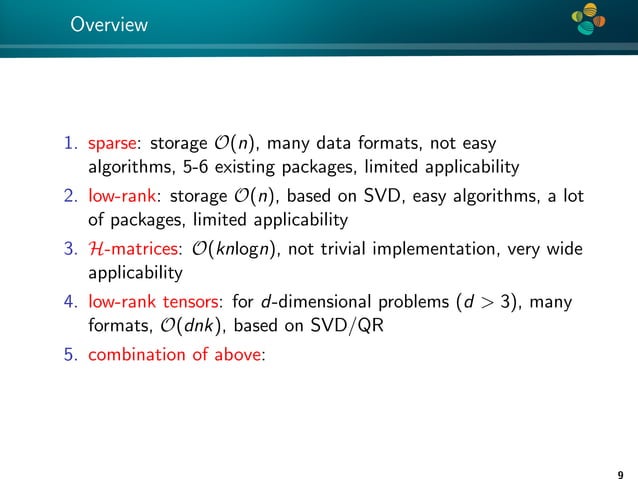 Overview of sparse and low-rank matrix / tensor techniques | PPT