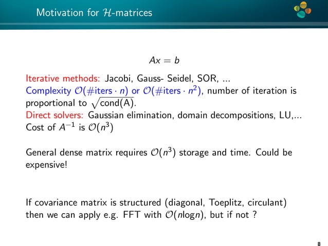 Application Of Parallel Hierarchical Matrices In Spatial Statistics And Parameter Identification