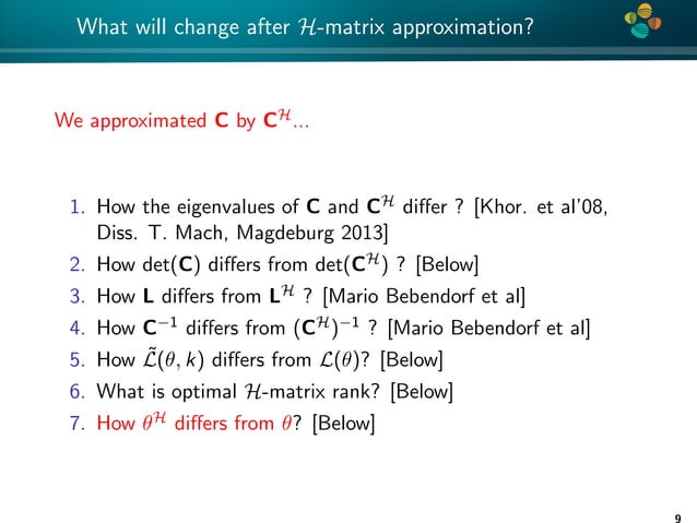 Application of Parallel Hierarchical Matrices in Spatial Statistics and Parameter Identification ...