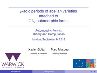 p-adic periods of abelian varieties attached to GL2-automorphic forms | PPT