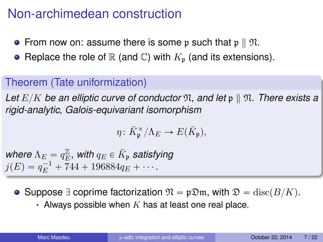 p-adic integration and elliptic curves over number fields | PPT