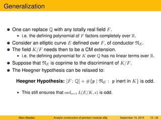 Analytic construction of points on modular elliptic curves | PPT