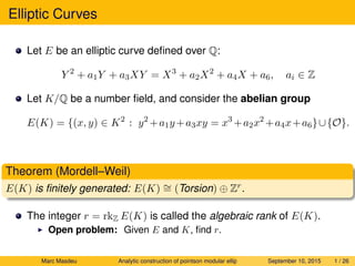 Analytic construction of points on modular elliptic curves | PPT