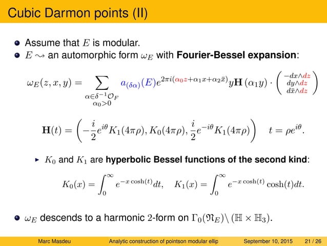 Analytic construction of points on modular elliptic curves | PPT