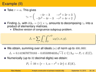Analytic construction of points on modular elliptic curves | PPT