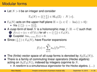 Analytic construction of points on modular elliptic curves | PPT
