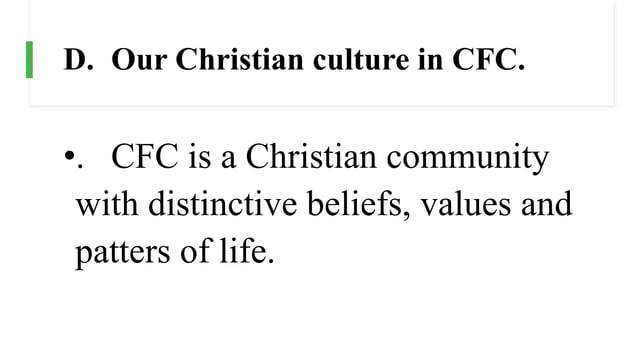 Talk No 4. covenant orientation.pptxCFC is a Christian community with ...