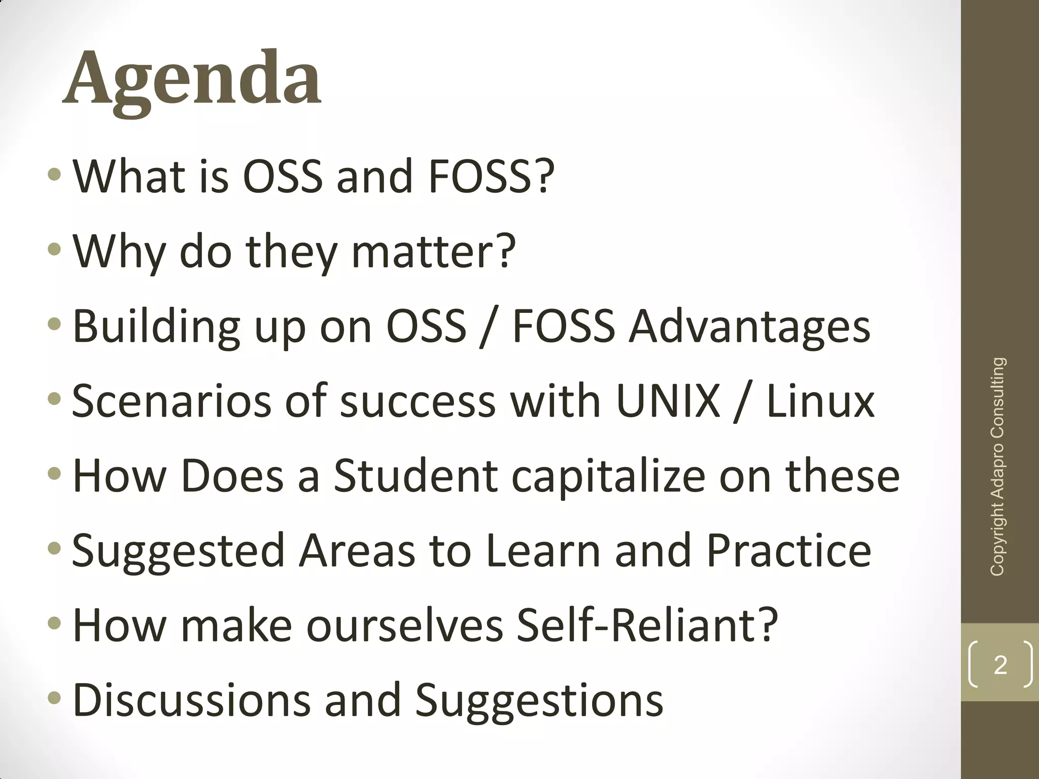 A Roadmap for Students Using FOSS (Free and Open Source Software) and Reaching Goals of ...