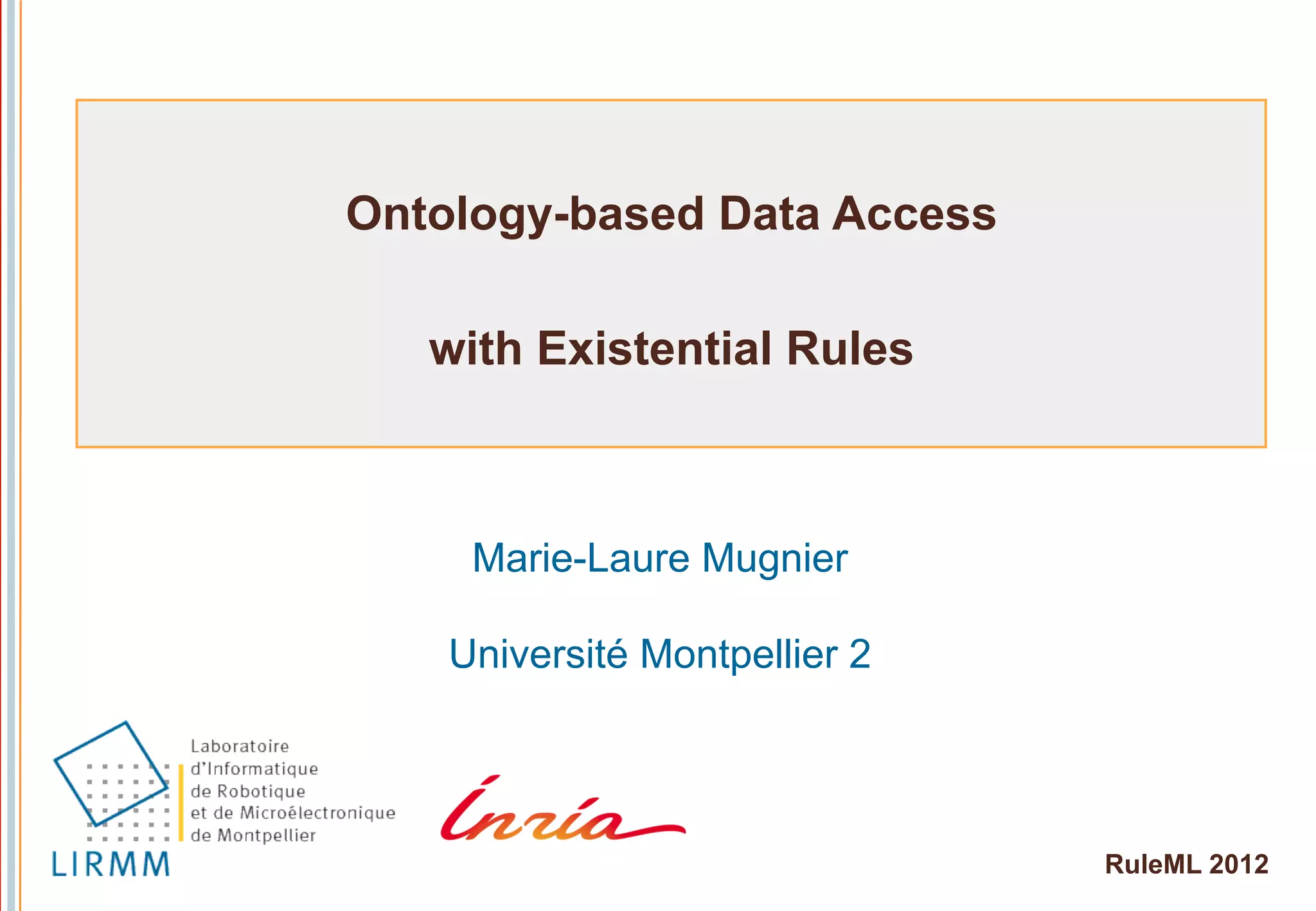 Ontology Based Data Access With Existential Rules Pdf Databases