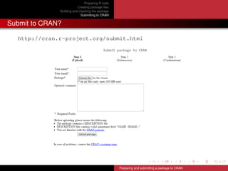 Preparing and submitting a package to CRAN - June Sanderson, Sheffield ...