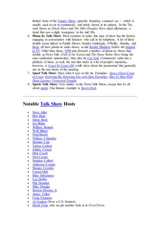 Talk show example and structure | DOCX | Talk Show | Genres