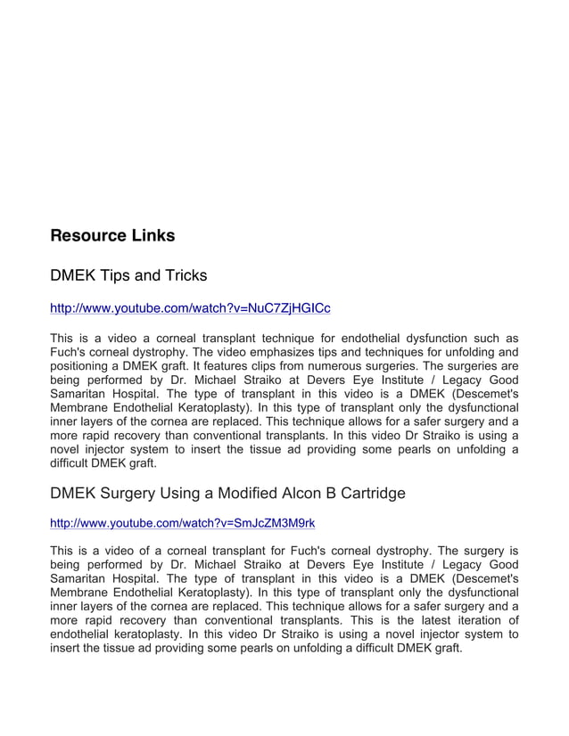 lamellar keratoplasty, DMEK, DSAEK, Cornea Transplant | PDF