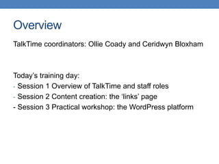 Talk time introduction | PPTX | Technology & Computing