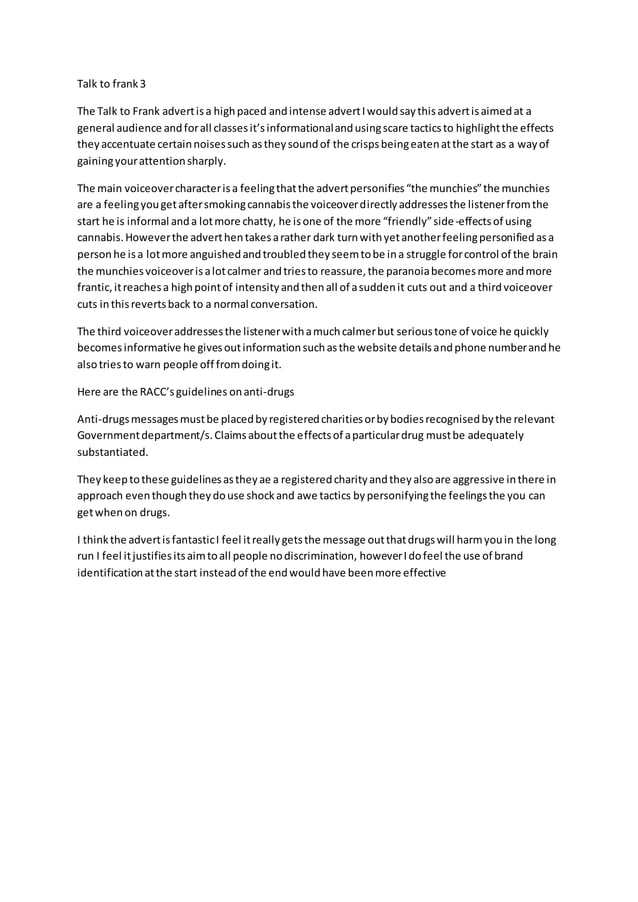 Talk to frank 3 | DOCX | Substance Abuse | Diseases and Conditions