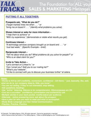 Talk Tracks Selling System - 2016 Workbook | PDF