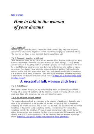 Talk woman | DOCX | Dating | Family and Relationships