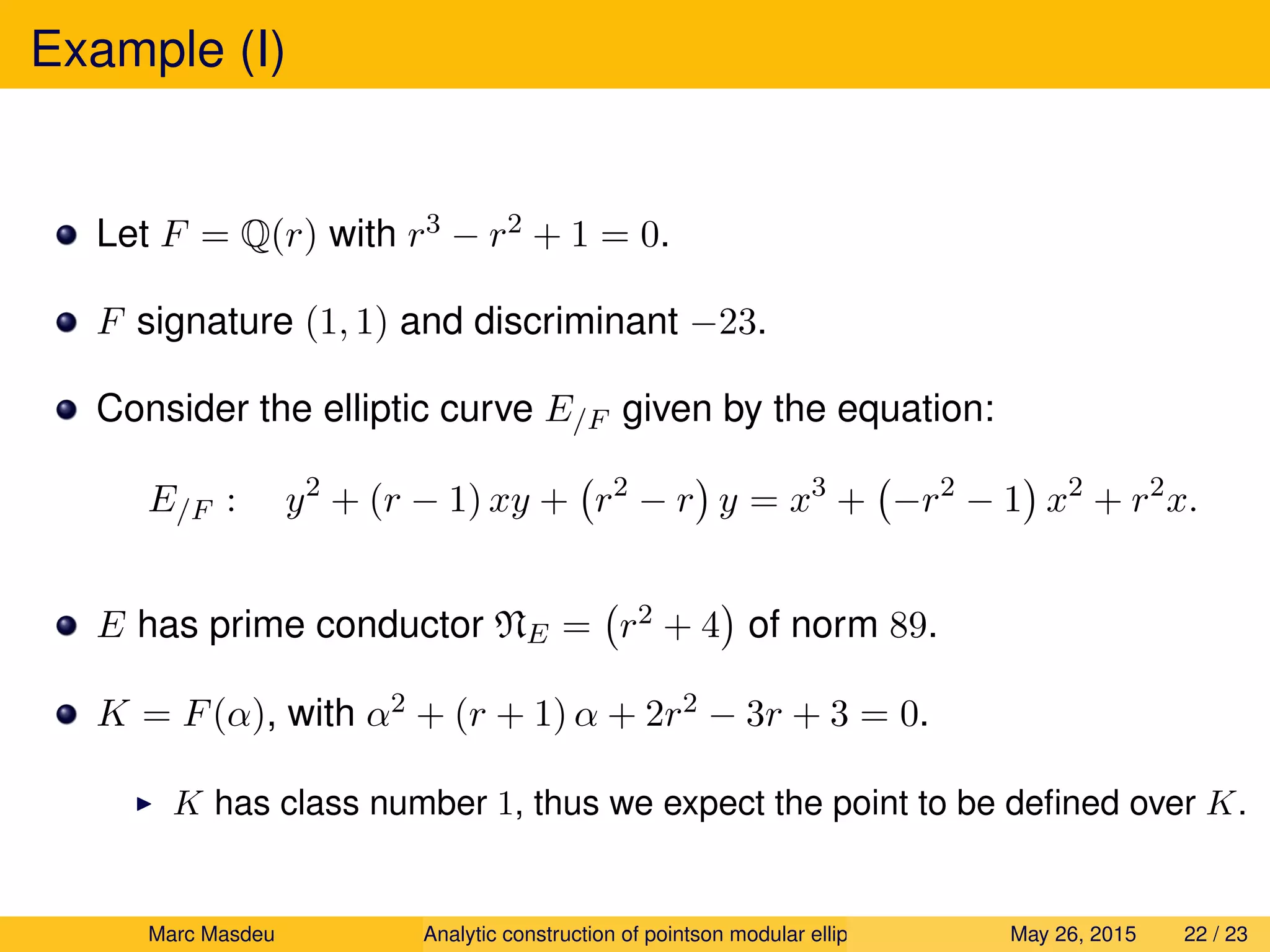 Analytic construction of points on modular elliptic curves | PPT
