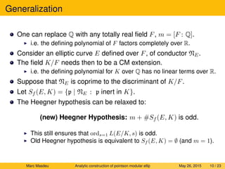 Analytic construction of points on modular elliptic curves | PPT