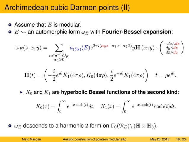 Analytic construction of points on modular elliptic curves | PPT