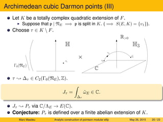 Analytic construction of points on modular elliptic curves | PPT