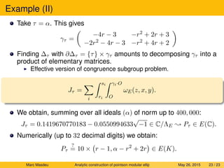 Analytic construction of points on modular elliptic curves | PPT