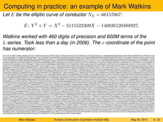 Analytic construction of points on modular elliptic curves | PPT