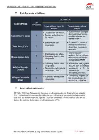 TALLER SISTEMA DE TIEMPOS PREDETERMINADOS - MTM | PDF