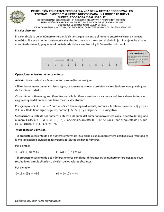 Taller 1 - Números naturales, enteros y racionales. | PDF