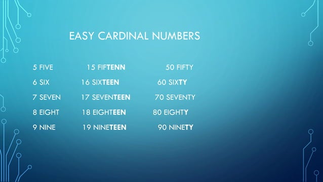 EASY WRITING CARDINAL NUMBERS