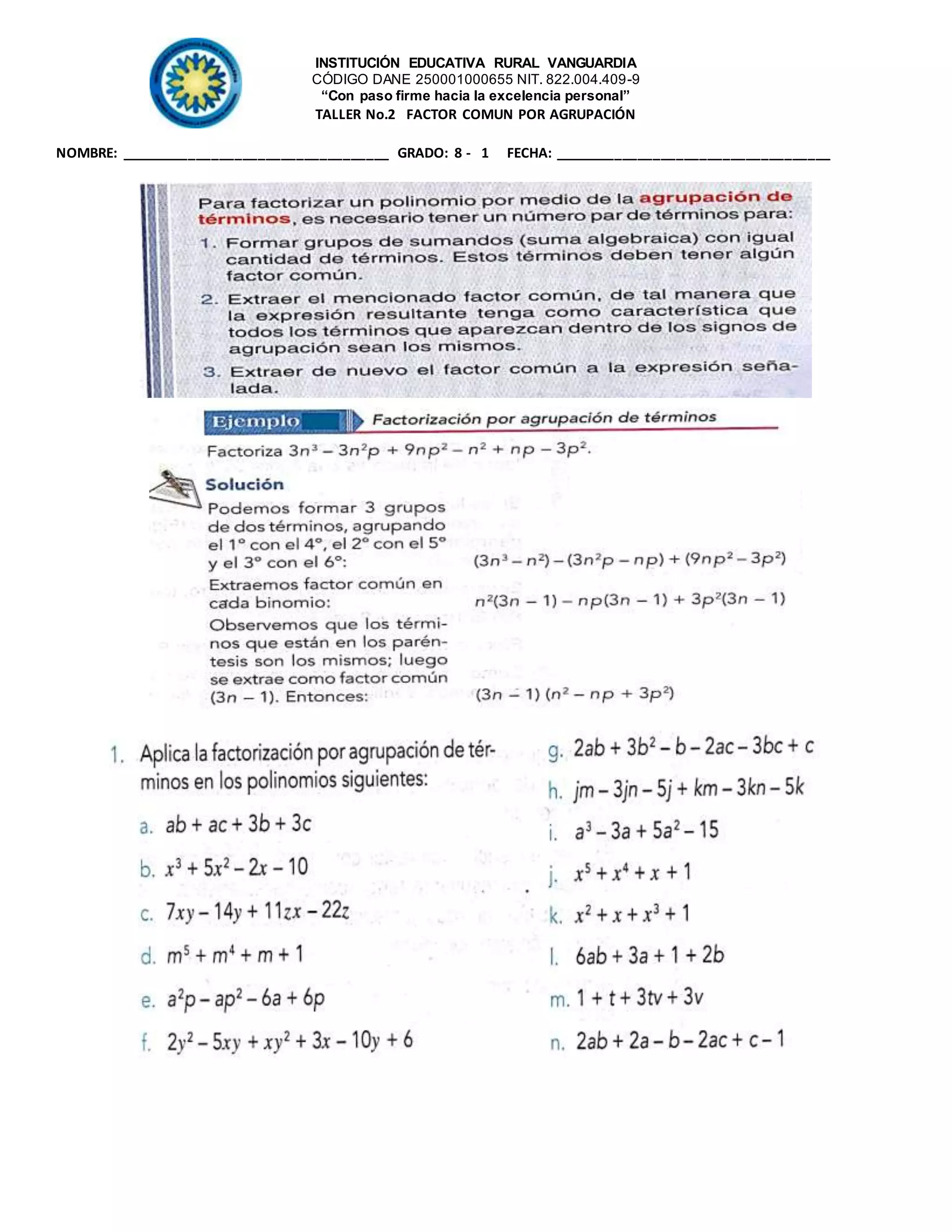 Factorizacion Por Factor Comun