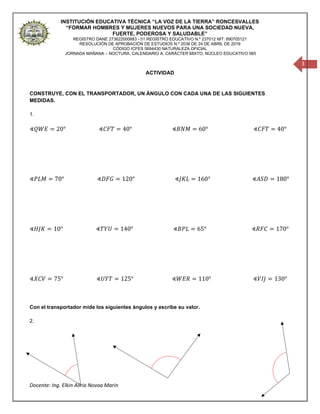 Taller 4 - Construcción de ángulos. | PDF