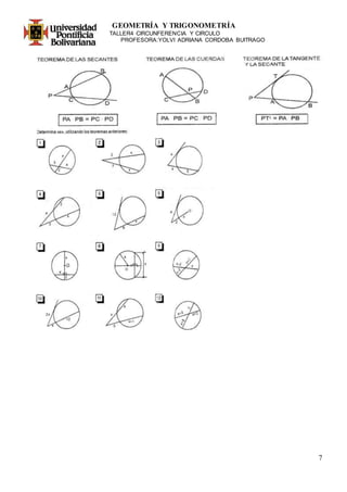 Taller 4 angulos y lineas de la circunferencia | DOCX
