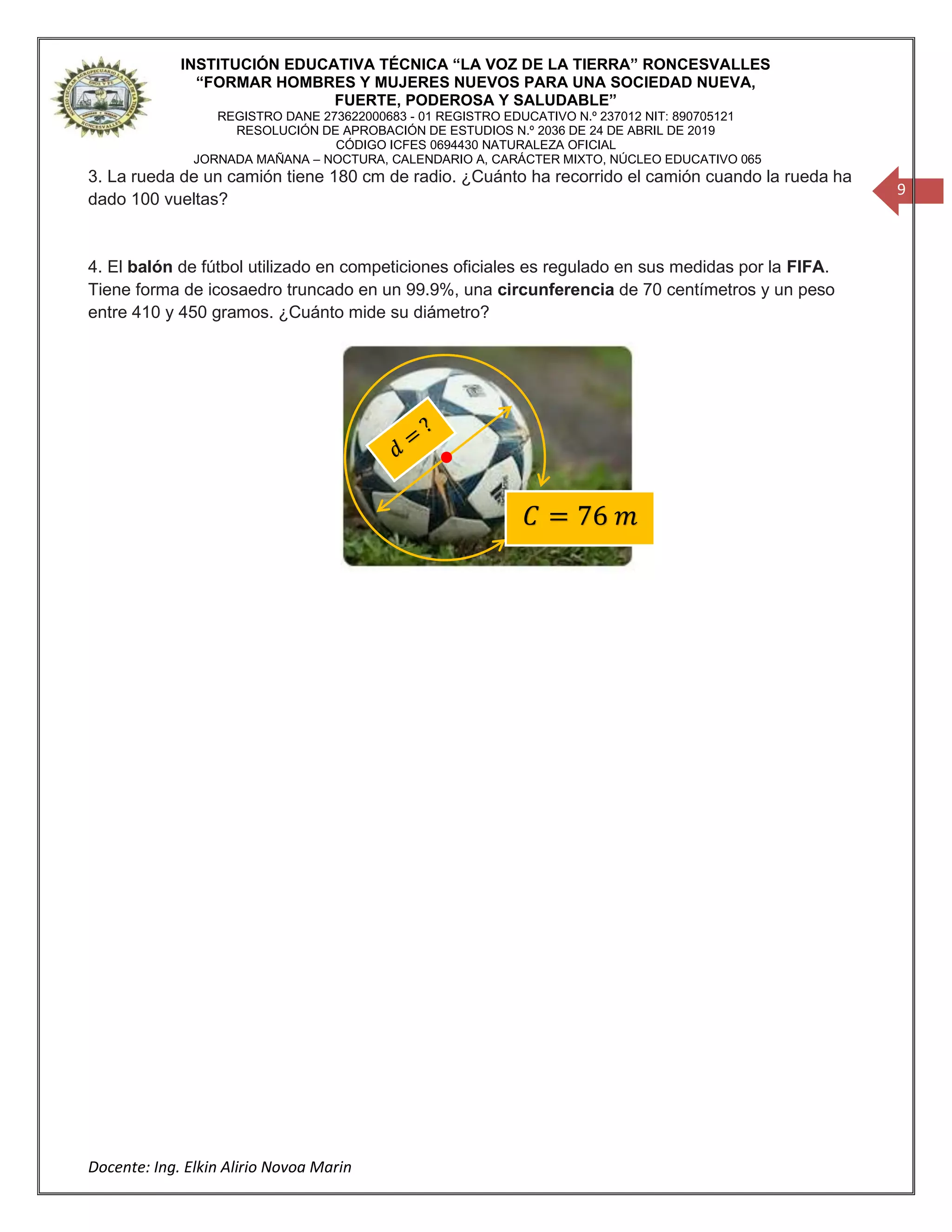 Taller 5 - Aplicación de los números irracionales | PDF