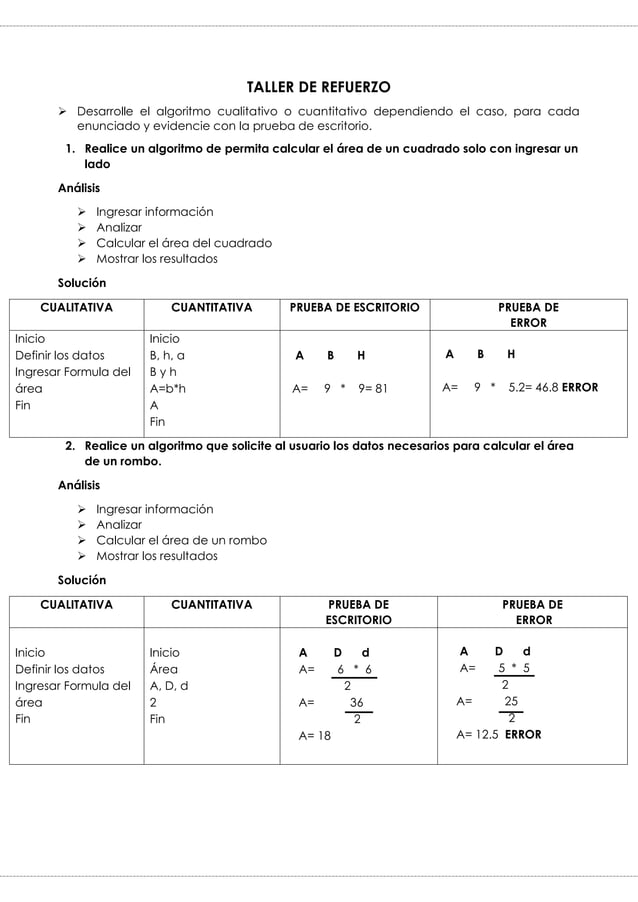 Taller Algoritmos Cualitativos Cuantitativos Pdf Physics Science