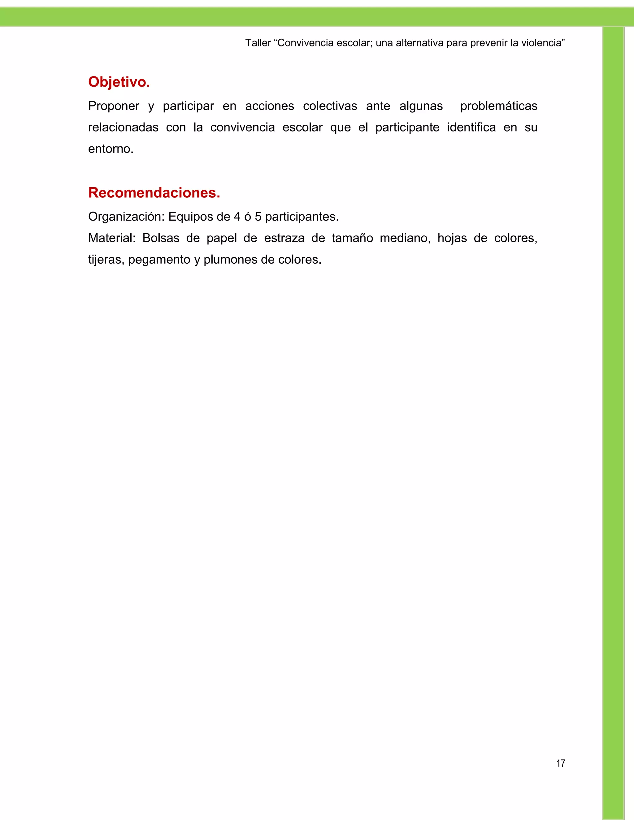 Taller Convivencia Escolar Pdf