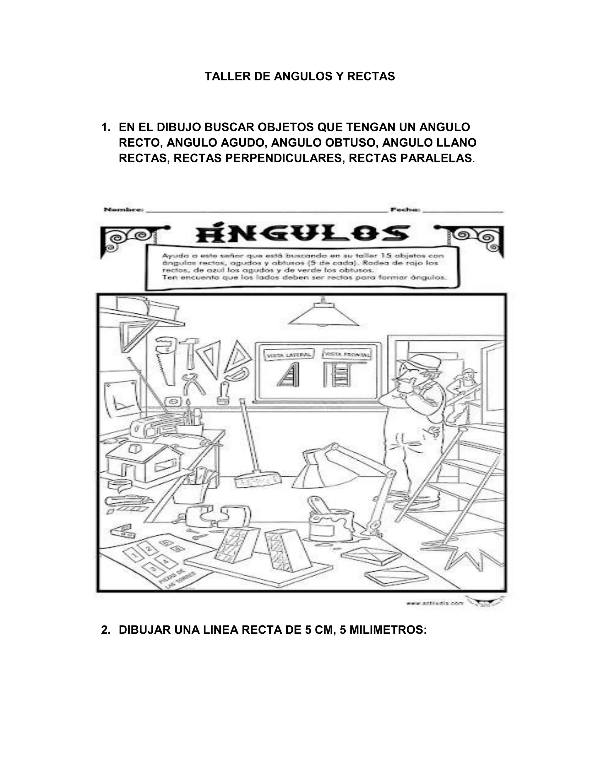 Taller de angulos y rectas | DOCX