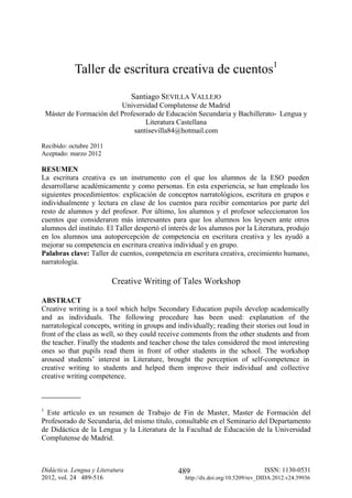 Taller de escritura creativa de cuentos | PDF