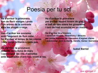 Taller de lectura. Estructura text poètic. PRIMAVERA | PPT