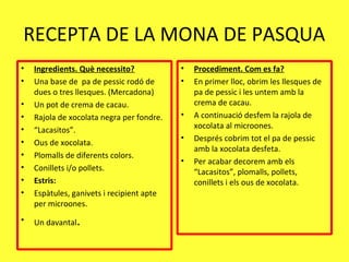 Taller de lectura. La Mona de Pasqua. Text instructiu | PPT