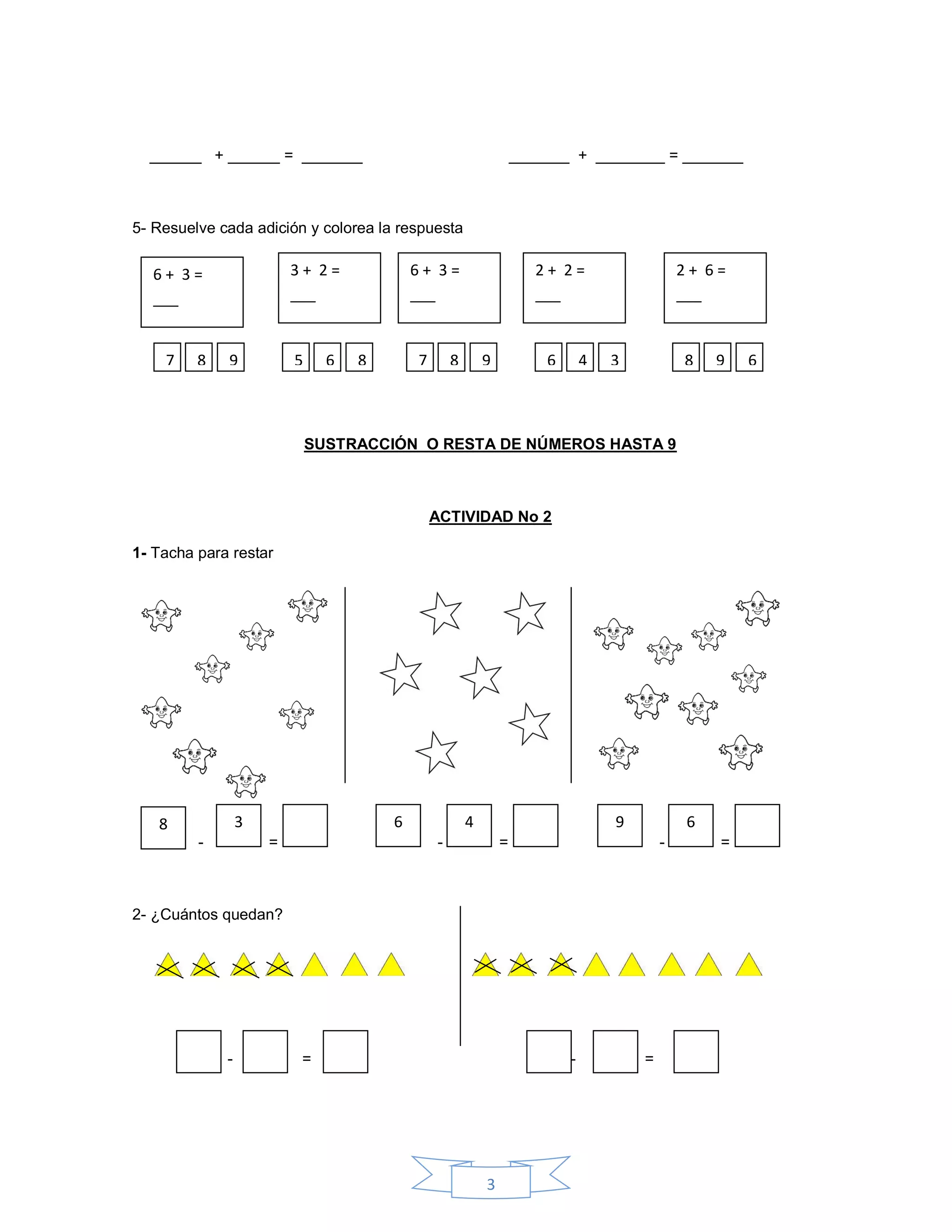 Taller de matemáticas sumas, restas problemas | PDF
