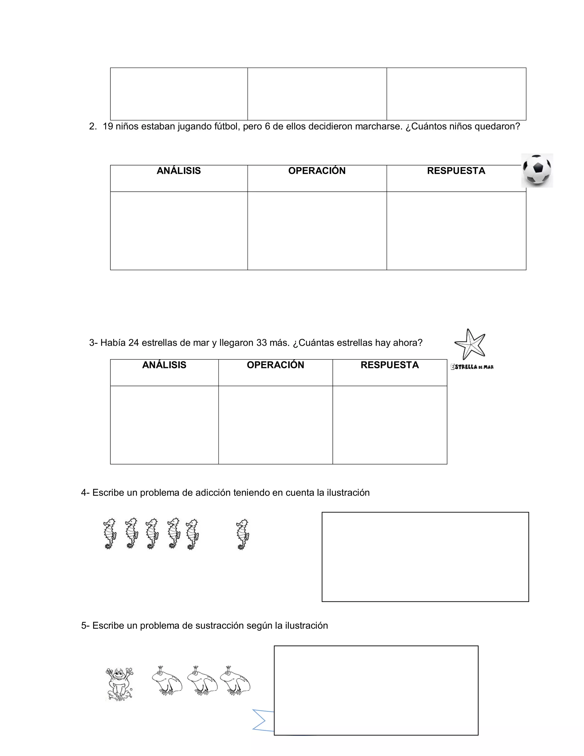 Taller de matemáticas sumas, restas problemas | PDF